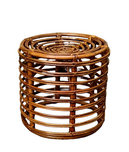 Cylindrical Stool in Rattan by Tito Agnoli, 1960s for sale at Pamono