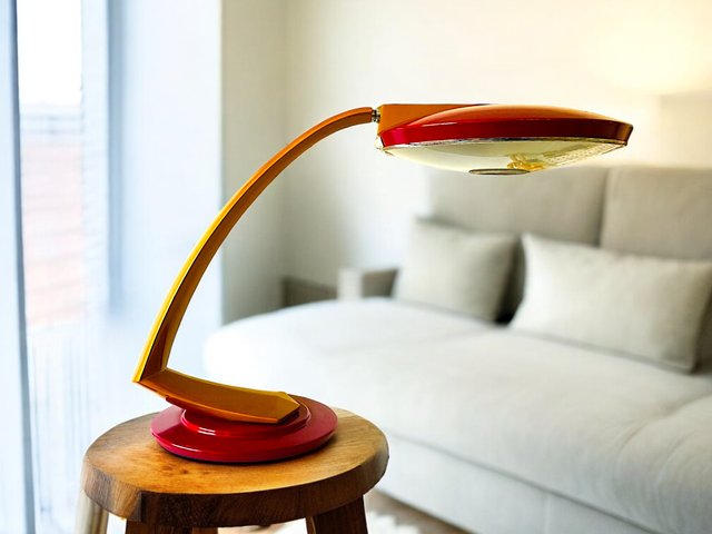 Modernist Spanish Red Metal Desk Lamp Boomerang 2000 by Fase, 1960s for ...