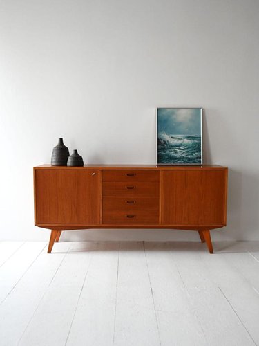 Danish Slant-Legged Teak Sideboard, Late 1950s for sale at Pamono