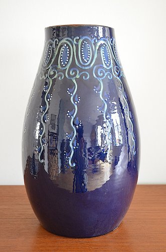 Art Nouveau Vase by Alfred Kusche for Karlsruher Majolika, 1890s for ...