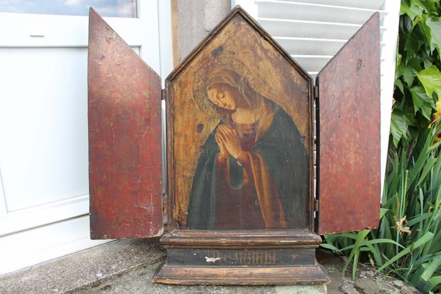 Italian Artist, The Virgin Mary Triptych, 18th Century, Large Painted ...