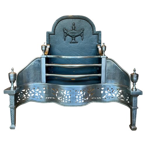 Antique English Georgian Polished Steel Dog Fire Grate, 1850s for sale ...