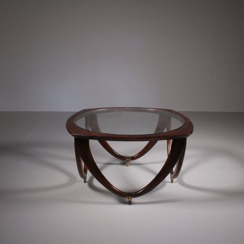 Wooden and Glass Coffee Table by Melchiorre Bega, 1950s for sale at Pamono