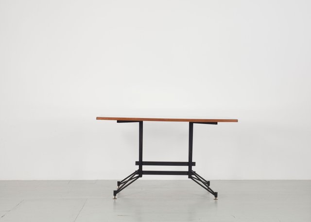 Italian Table with Black Lacquered Iron Frame and Asymmetrical Table ...