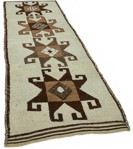 Beige Bohemian Runner Rug for sale at Pamono