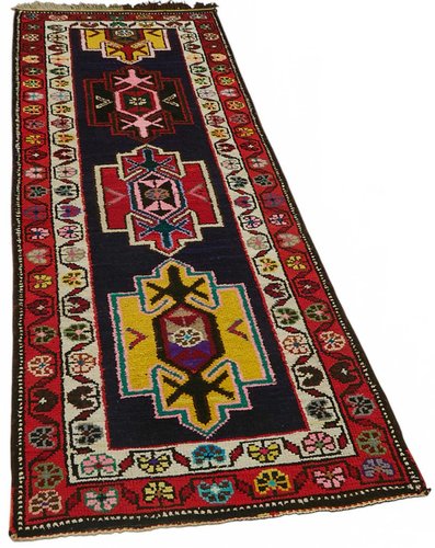 Multicolor Bohemian Runner Rug for sale at Pamono
