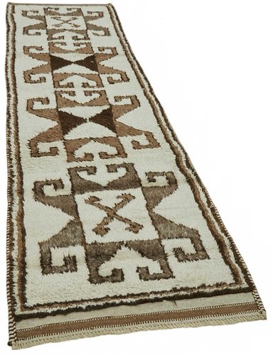 Beige Bohemian Runner Rug for sale at Pamono