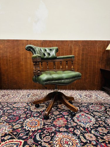 Chesterfield Captain Chair in Green for sale at Pamono