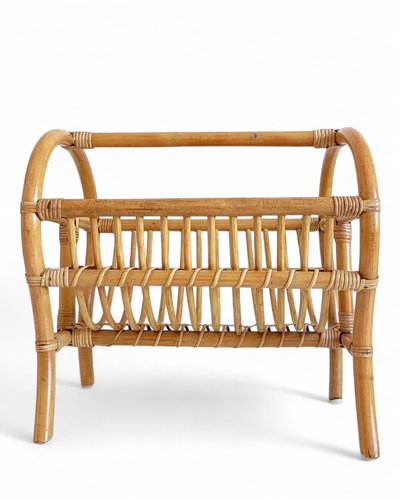 French Riviera Magazine Rack in Bamboo Rattan, 1960s for sale at Pamono