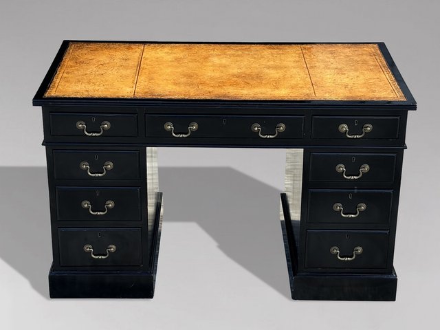 Antique Ebonised Mahogany Pedestal Desk, 1820 for sale at Pamono