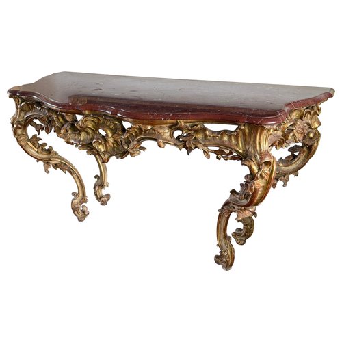 Large Mid-18th Century French Giltwood Rococo Console Table with Marble ...