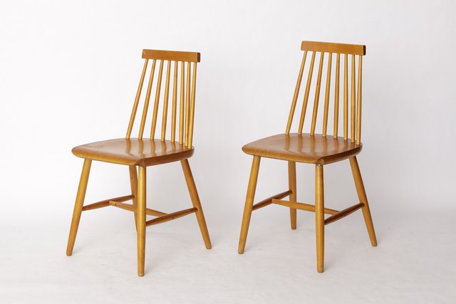 Set of Vintage Scandinavian Pinocchio Dining Chairs in Beechwood by ...