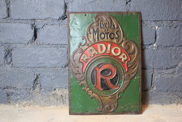 Sheet Metal Sign with Cycles and Motorcycles from Radior, 1920s for ...