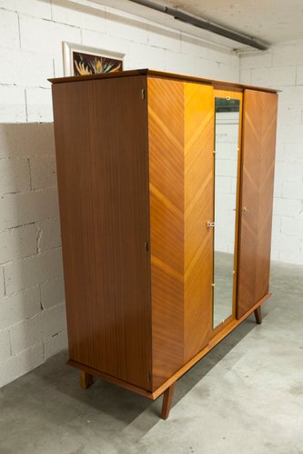 Compass Leg Wardrobe with Mirror, 1960s for sale at Pamono