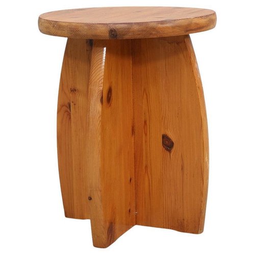 Swedish Rustic Pine Stool, 1970s for sale at Pamono