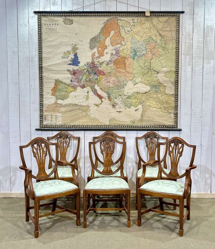 Vintage English Regency Style Chairs and Armchairs in Beech, 1980s, Set ...