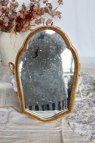 Antique Baroque Gilded Wooden Mirror Pitted Glass, 1920s for sale at Pamono