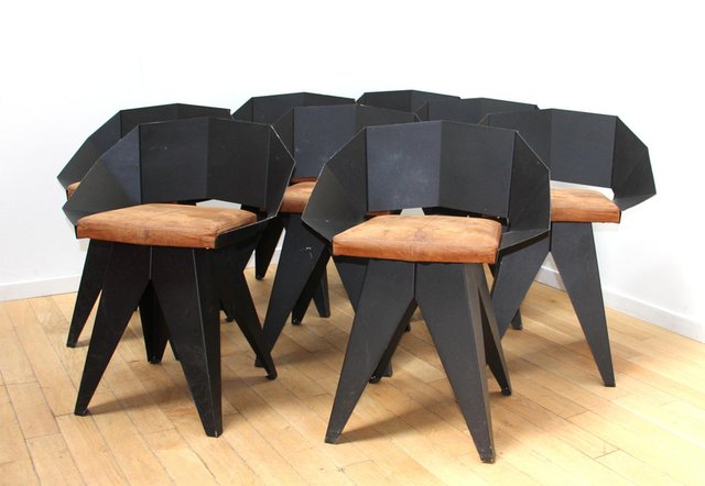 Knight Chairs in Steel from Gie El, Set of 8 for sale at Pamono