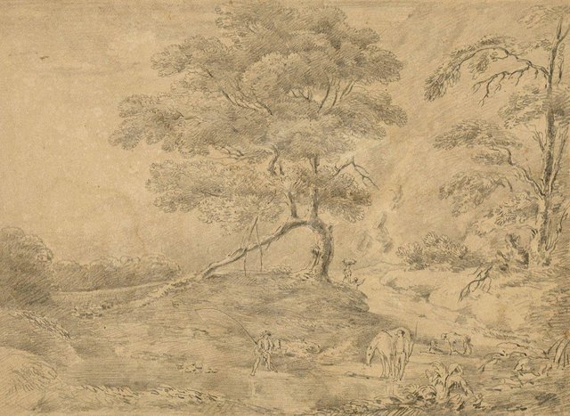 Alexander Monro after Gainsborough, Wooded River with Angler, 1832 ...