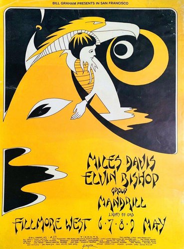 David Singer, Miles Davis and Elvin Bishop at Fillmore West Poster ...
