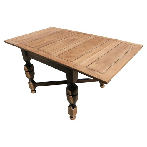 antique oak draw leaf dining table