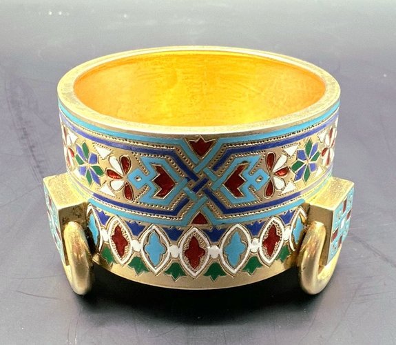 Russian Salt Cellar in Gilded and Enamelled Silver by Ivan Shlebnikov ...