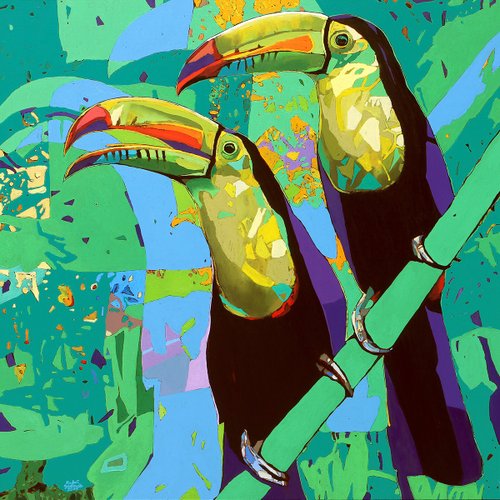Rafal Gadowski, Toucans 18, 2025, Oil on Canvas for sale at Pamono