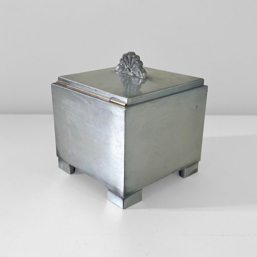 Art Deco Table Top Cigarette Box in Pewter & Wood from Ystad-Metall ...