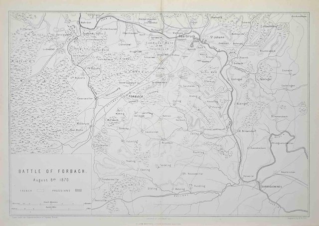 Battle of Forbach Lithograph Map, 1872 for sale at Pamono
