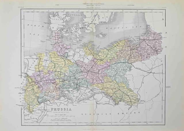 Lithograph Map of Prussia after the War of 1866 for sale at Pamono