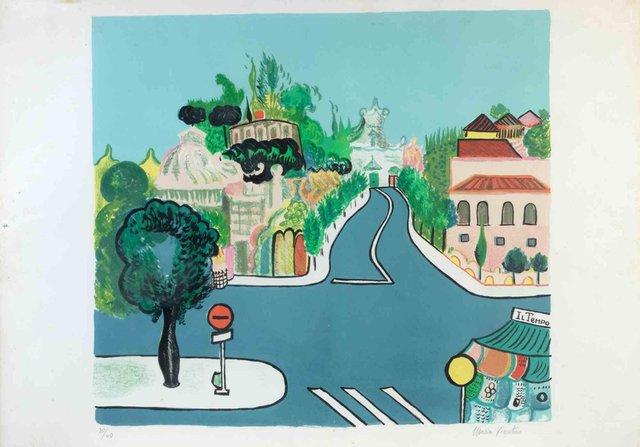Maria Vicentini, Urban Landscape, Screen Print, 1980s for sale at Pamono