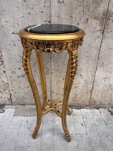 Baroque Table in Fine Black Marble, 1890s for sale at Pamono