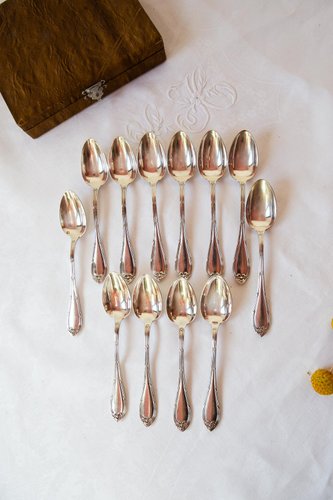Small French Spoons by Cailar Bayard, 1920s, Set of 12 for sale at Pamono