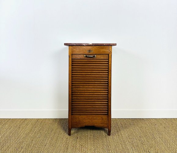 Art Deco Filing Cabinet with Curtain and Marble Top, 1940s for sale at ...
