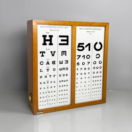 Mid-Century Modern Italian Optometric Board in Wood and White Plastic ...