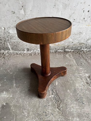 Vintage Round Side Table with Wooden Base, 1940s for sale at Pamono