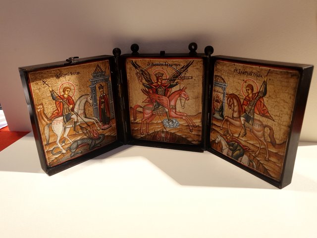 Orthodox Foldable Travel Icon of Saint George, Saint Michael and Saint ...