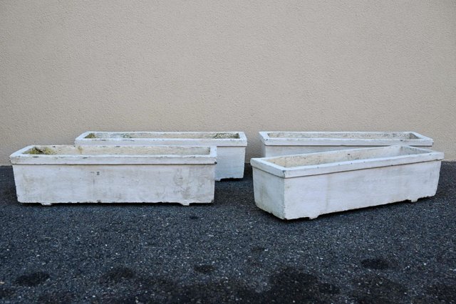 Large Vintage Concrete Planters, 1960s, Set of 4 for sale at Pamono