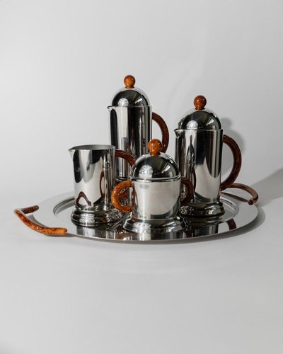 Vintage Coffee Service in Stainless Steel with Brown Details from ...