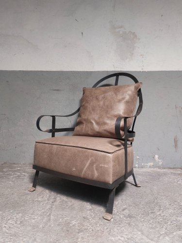 Grey Leather Armchair, 2000 for sale at Pamono