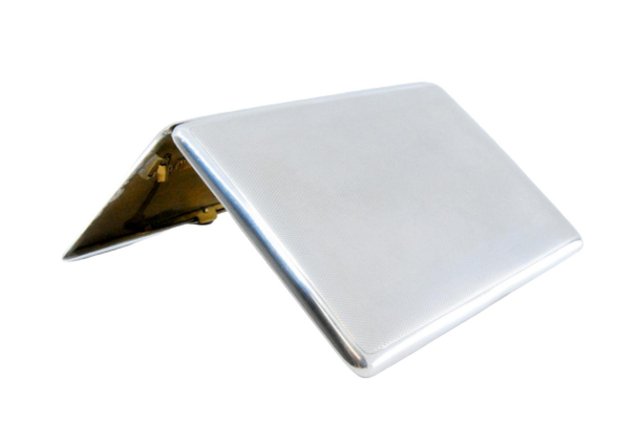 Plain Silver Cigarette Case with Gold Interior and Hinged Lid for sale ...
