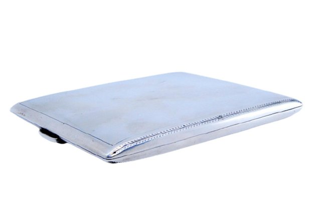 Plain Silver Cigarette Case with Borders on the Edge, Gold Interior and ...