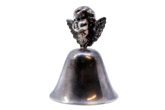 Silver Bell with Angel Head and Wings for sale at Pamono