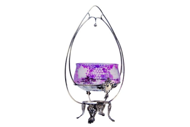 Candy Box with Silver Structure and Acid-Etched Glass for sale at Pamono