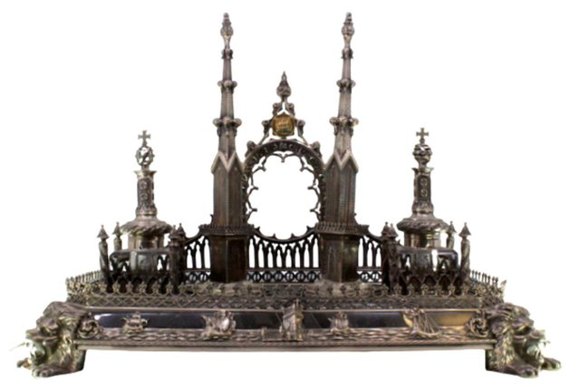 Manueline Style Silver Inkwell with Glass Tanks for sale at Pamono