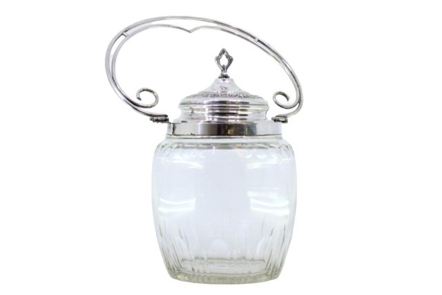 Cut Glass Candy Box with Silver Structure and Embossed Lid for sale at ...