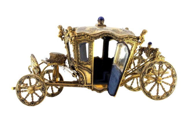 Silver-Gilt Carriage with Portuguese Coat of Arms Engravings, Garlands ...