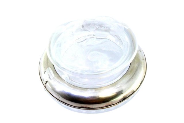 Acid-Etched Glass Case with Circular Silver Casing for sale at Pamono