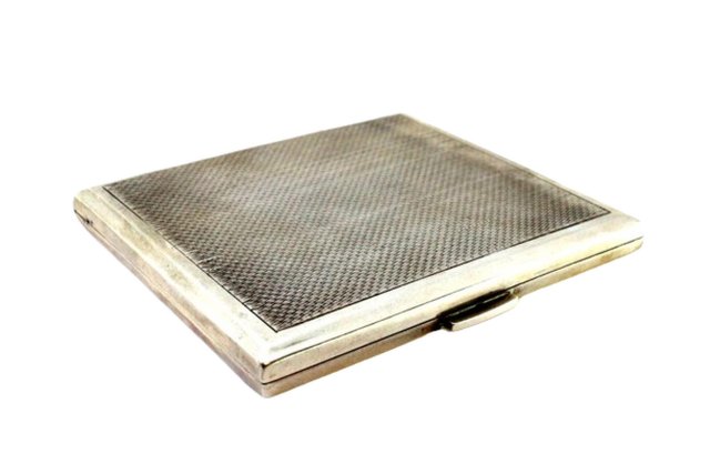 Guilloche Silver Cigarette Case with Hinged Lid and Gold Interior for ...