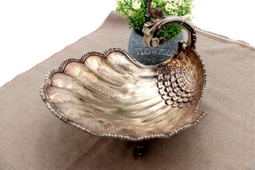 Silver Shell-Shaped Fruit Bowl for sale at Pamono